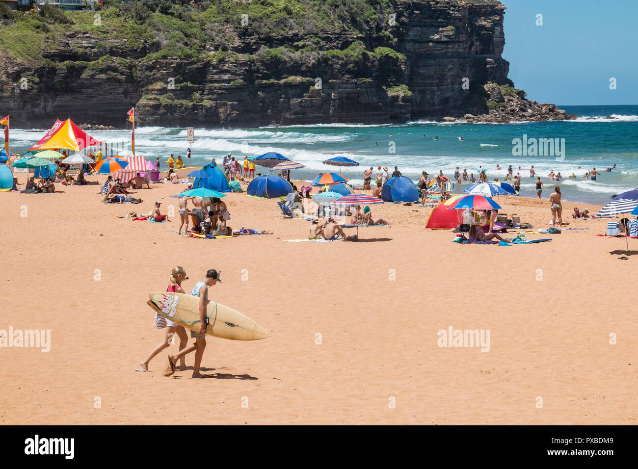 Bilgola Beach, one of Sydney's famous northern beaches packed with ...