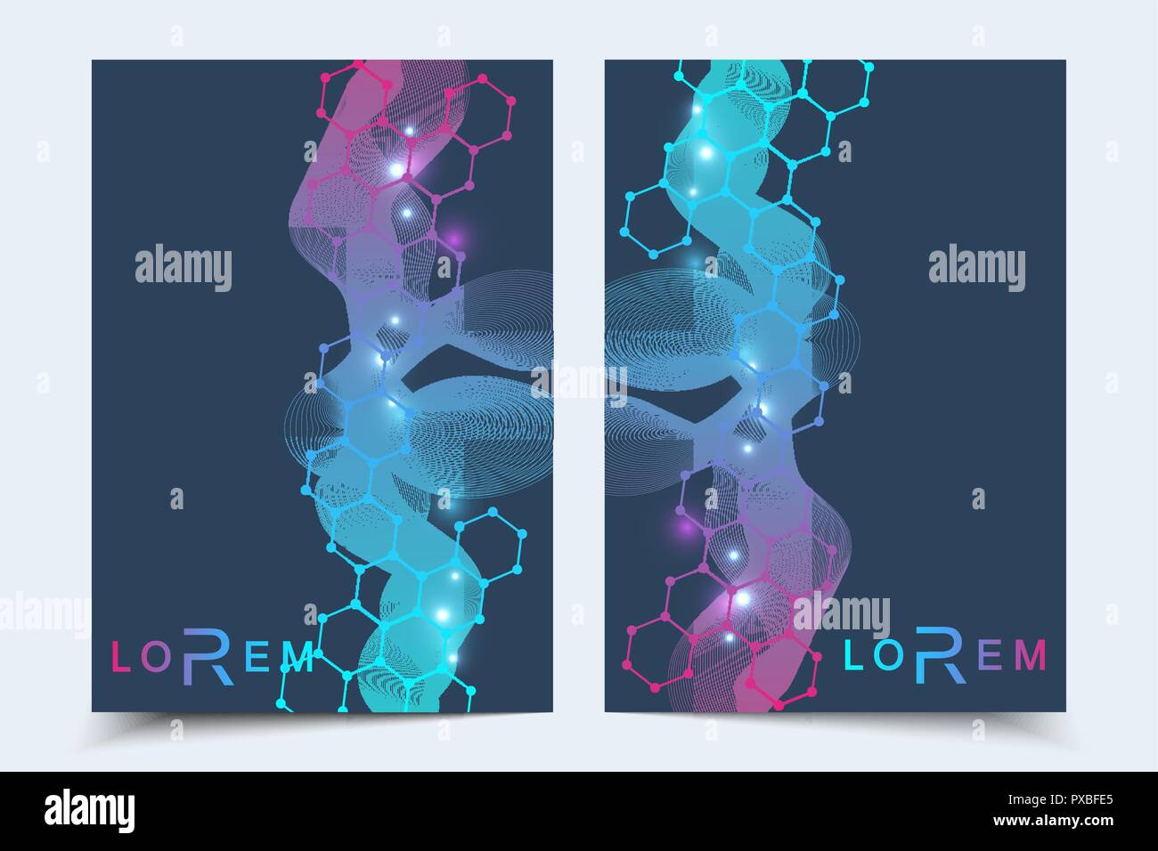 Scientific brochure design template. Vector flyer layout, Molecular ...