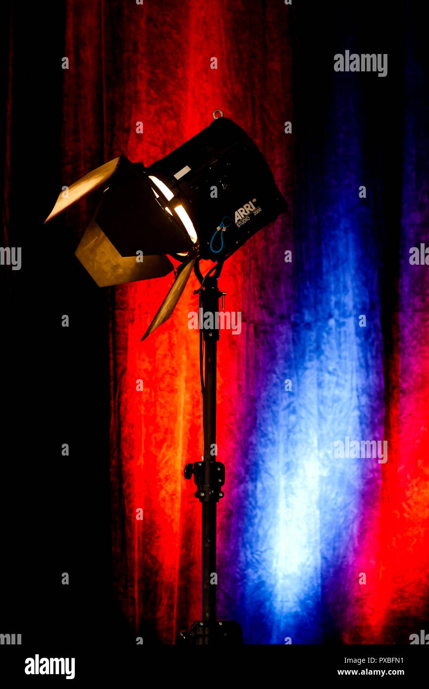 Cinema lighting on a tricolor background, Lyon, France Stock Photo - Alamy
