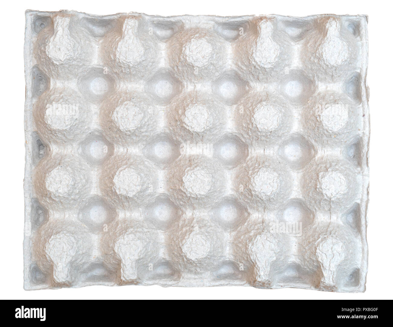 Paper packaging for chicken eggs on a white background. View from the ...