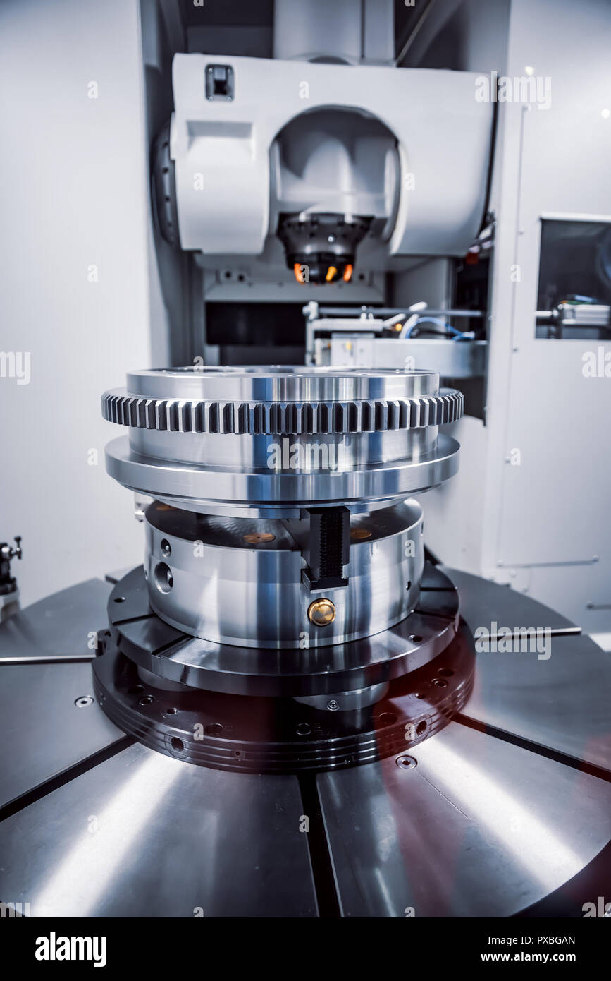 Metalworking CNC milling machine. Cutting metal modern processing ...