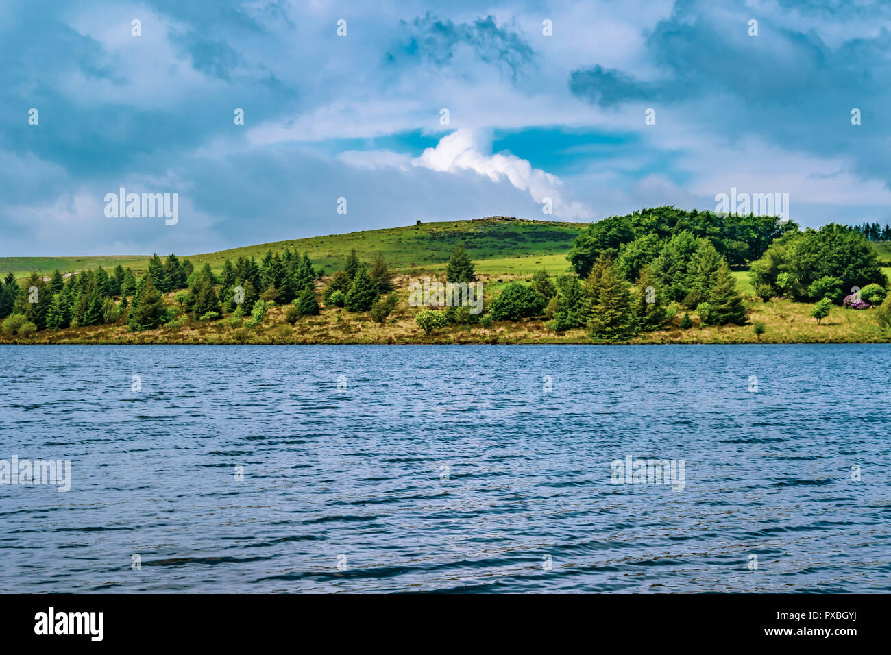 The lake caused by Fernworth Dam in Dartmoor National Park, Devon ...