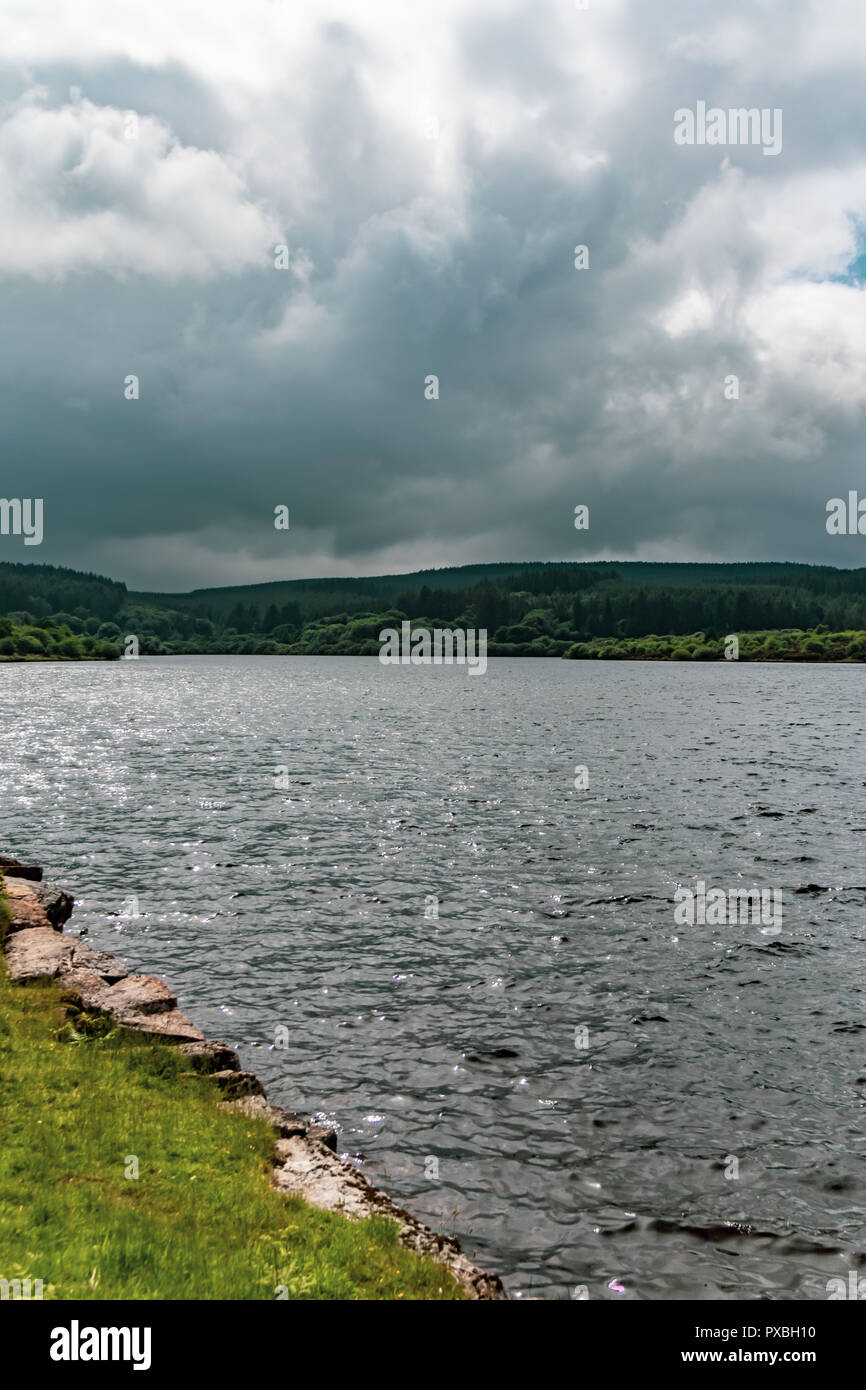 The lake caused by Fernworth Dam in Dartmoor National Park, Devon ...
