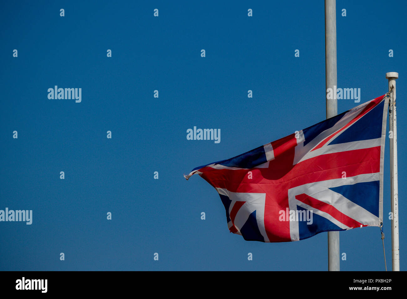 The Union Jack flying in Gibraltar. Gibraltar is a British Overseas ...