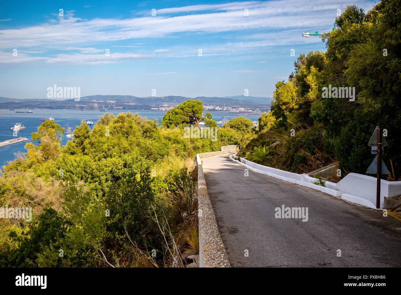 A road on the Rock of Gibraltar in the Upper Rock Nature reserve ...