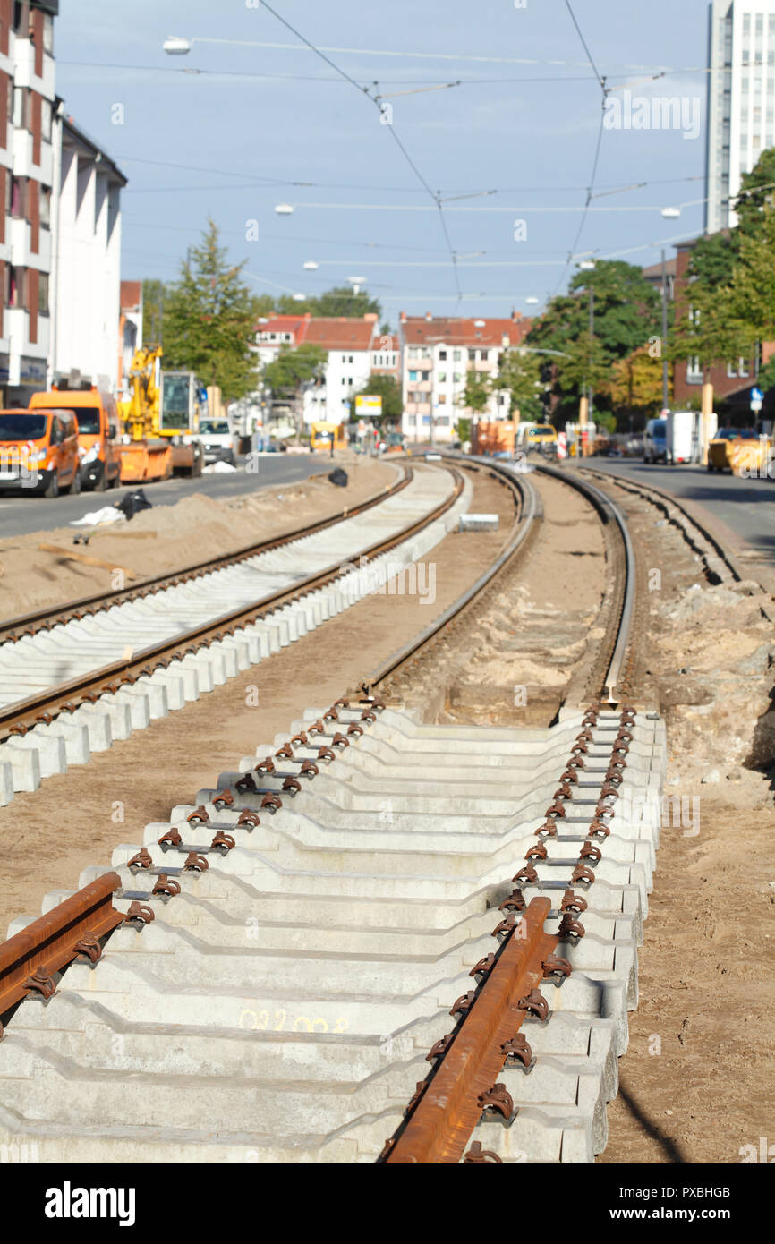 newly laid tram rails, Germany, Europe I neu verlegte ...