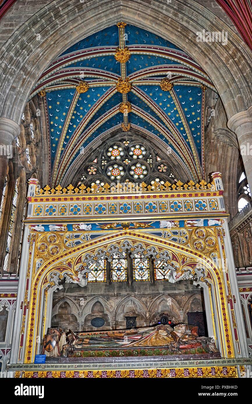 Tomb of a Bishop of Exeter at Exeter Cathedral, Exeter, England, UK ...