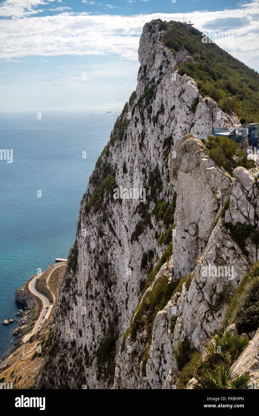 The summit of the Rock of Gibraltar looking South towards Africa ...