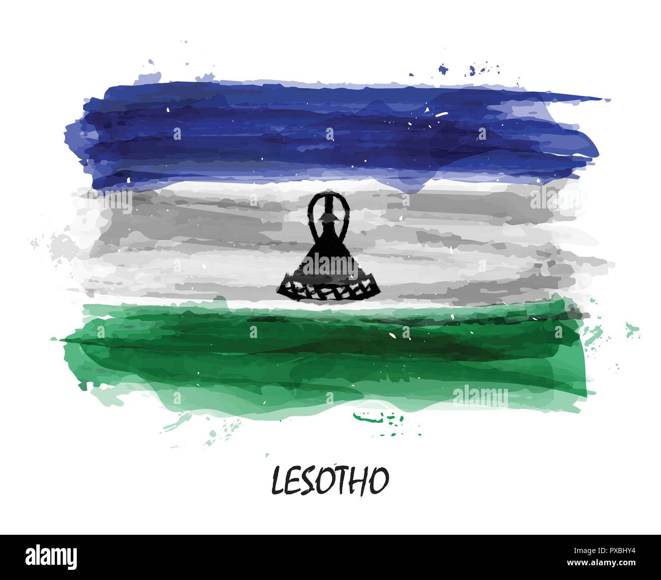 Realistic watercolor painting flag of Lesotho . Vector Stock Vector ...