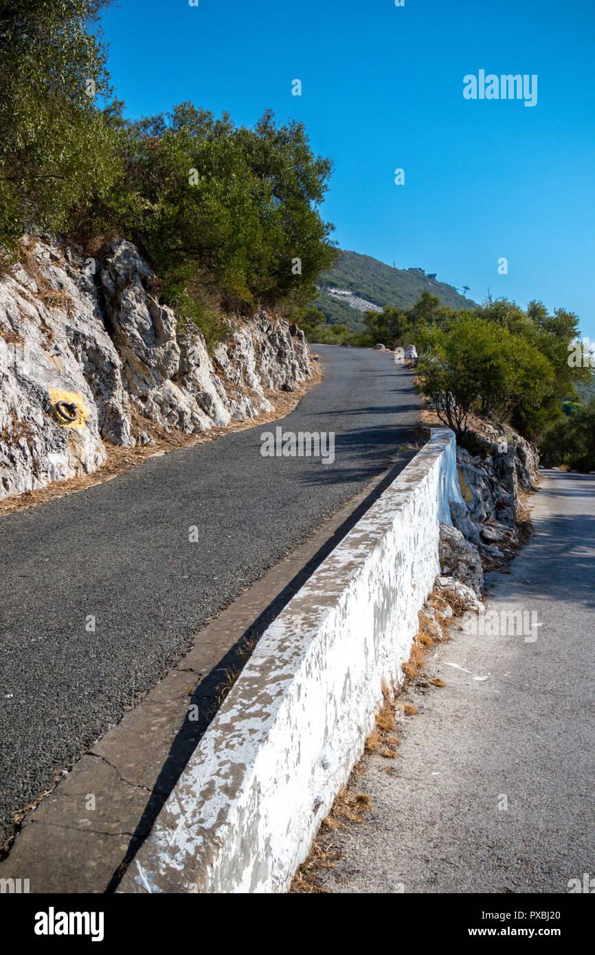 A road on the Rock of Gibraltar in the Upper Rock Nature reserve ...