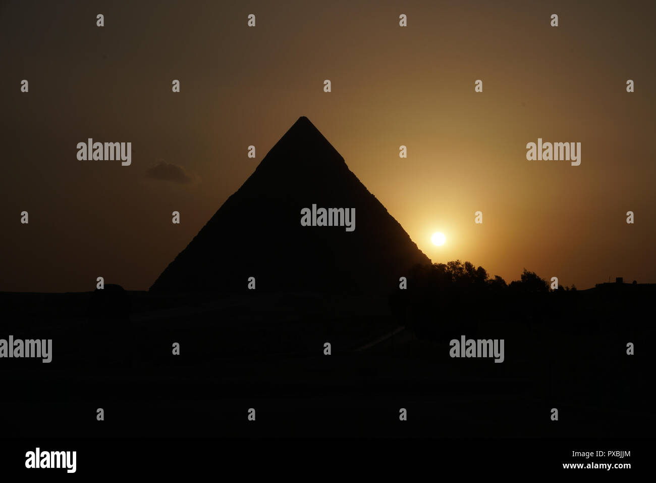 sunset at the Pyramids of Giza Stock Photo - Alamy