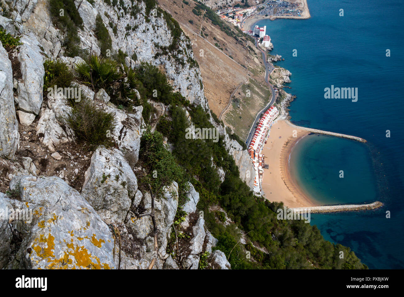 A view of Sandy Bay, East Side of Gibraltar from the top of the Rock ...