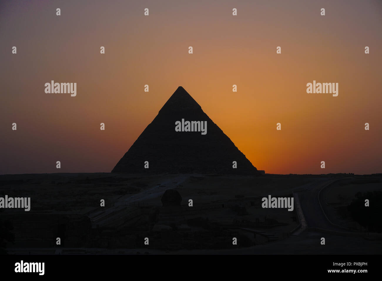 sunset at the Pyramids of Giza Stock Photo - Alamy
