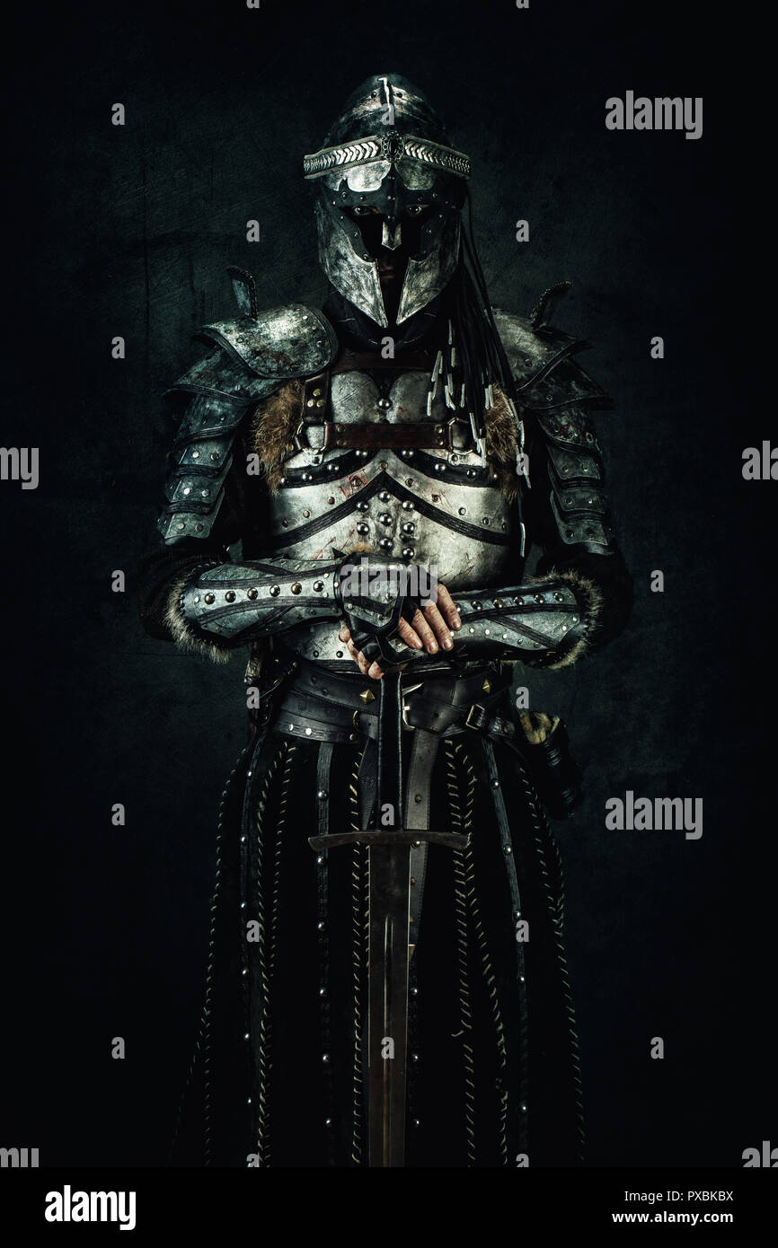 Portrait of a medieval fighter Stock Photo - Alamy