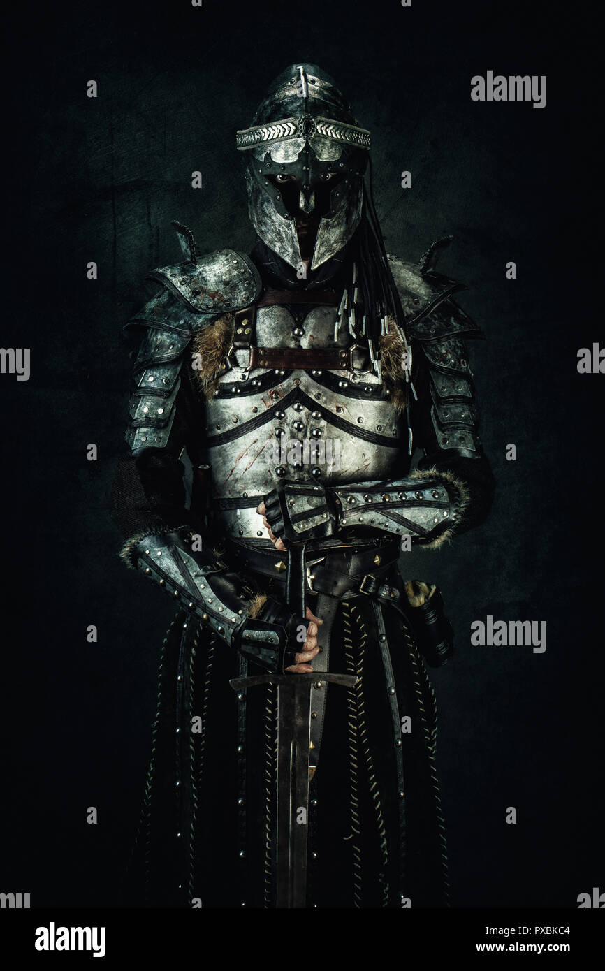 Portrait of a medieval fighter Stock Photo - Alamy