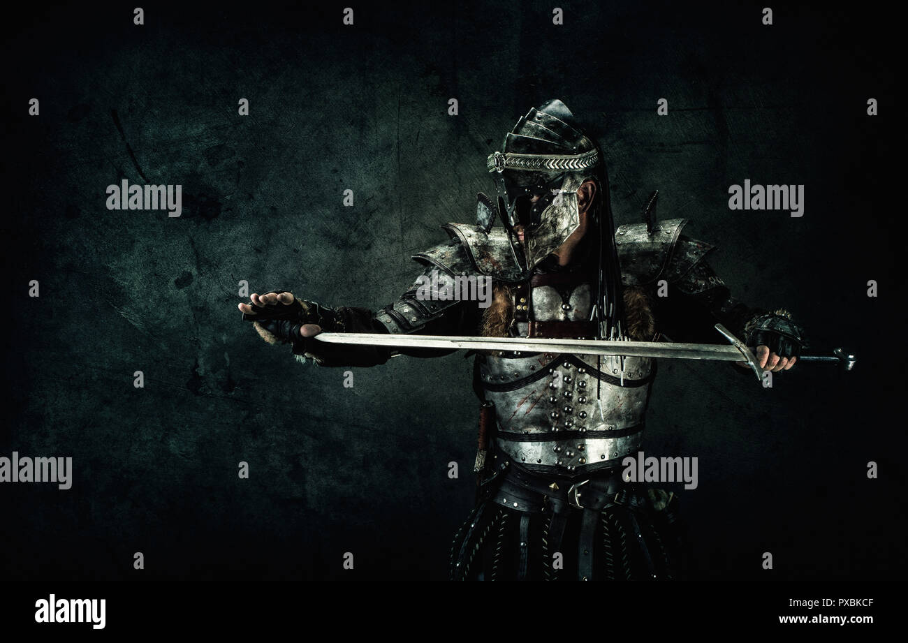 Portrait of a medieval fighter Stock Photo - Alamy
