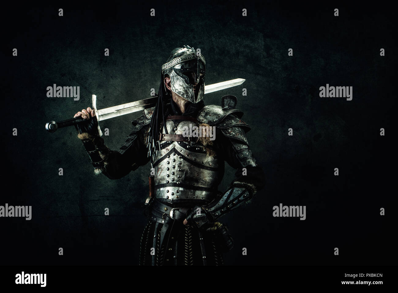 Portrait of a medieval fighter Stock Photo - Alamy
