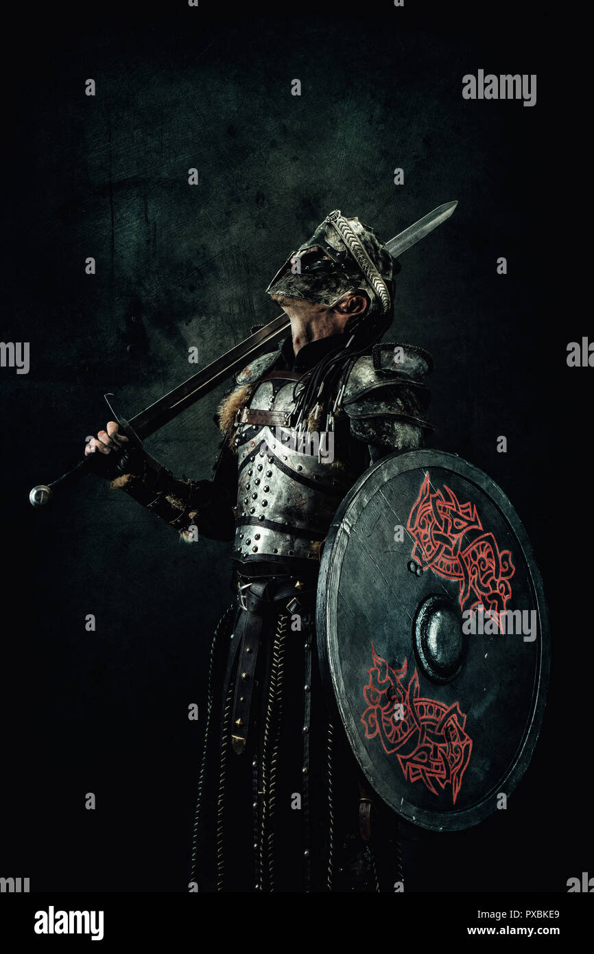 Portrait of a medieval fighter Stock Photo - Alamy