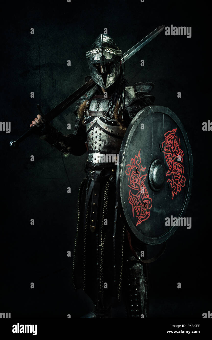 Portrait of a medieval fighter Stock Photo - Alamy
