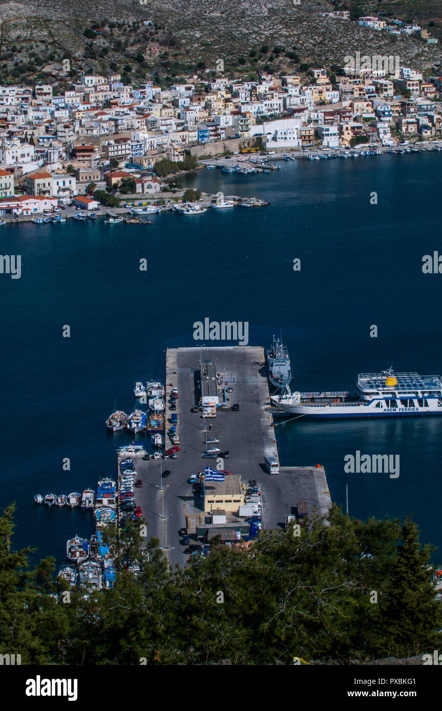 europe, greece, dodecanese, kalymnos, island, pothia, town, port Stock ...