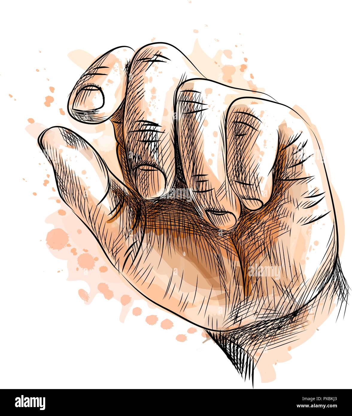 Caucasian hand showing small size Stock Vector Images - Alamy