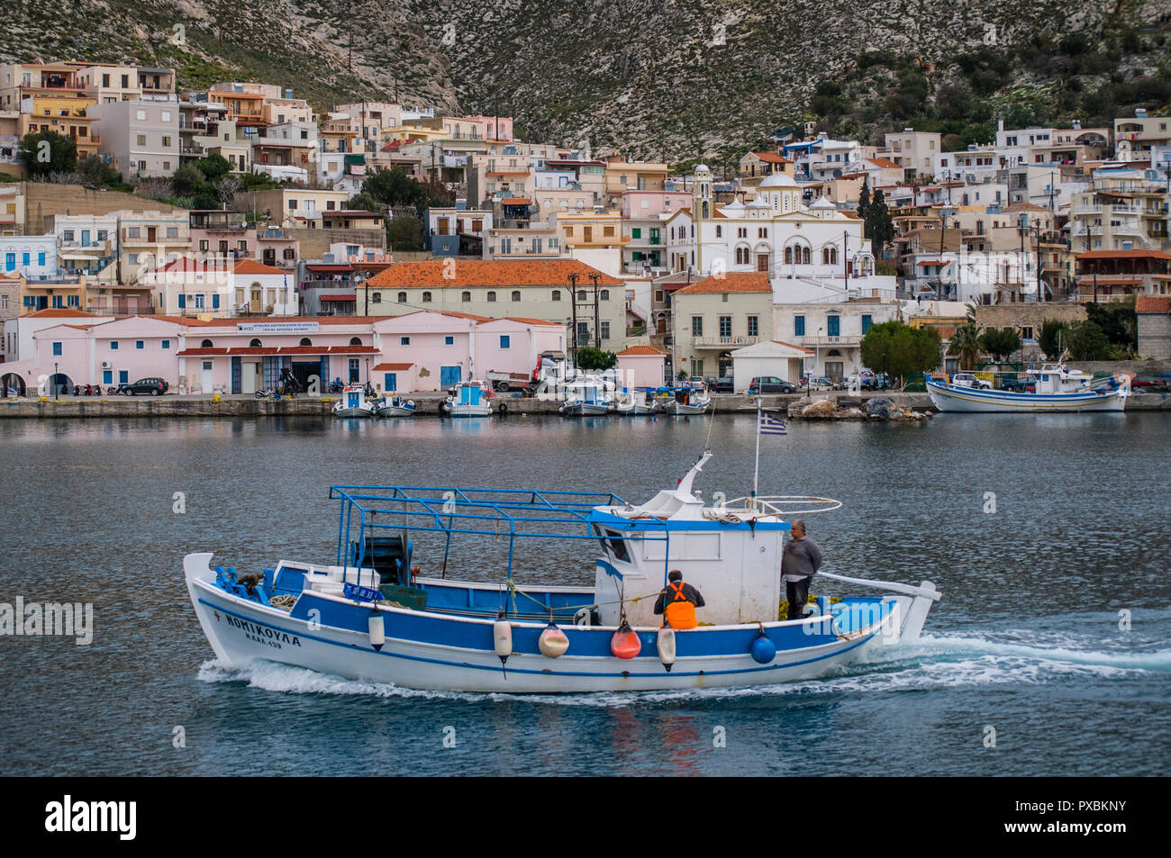 europe, greece, dodecanese, kalymnos, island, pothia, town, port Stock ...