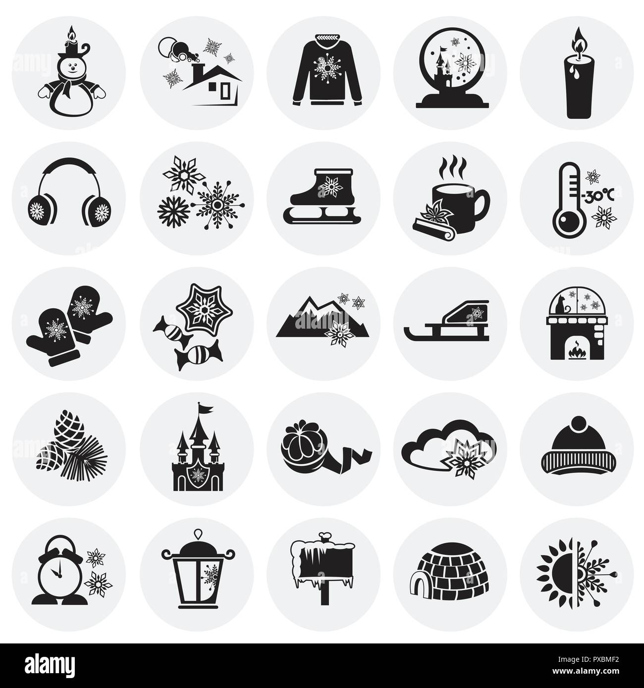 Christmas icons set on circle background Stock Vector Image & Art - Alamy