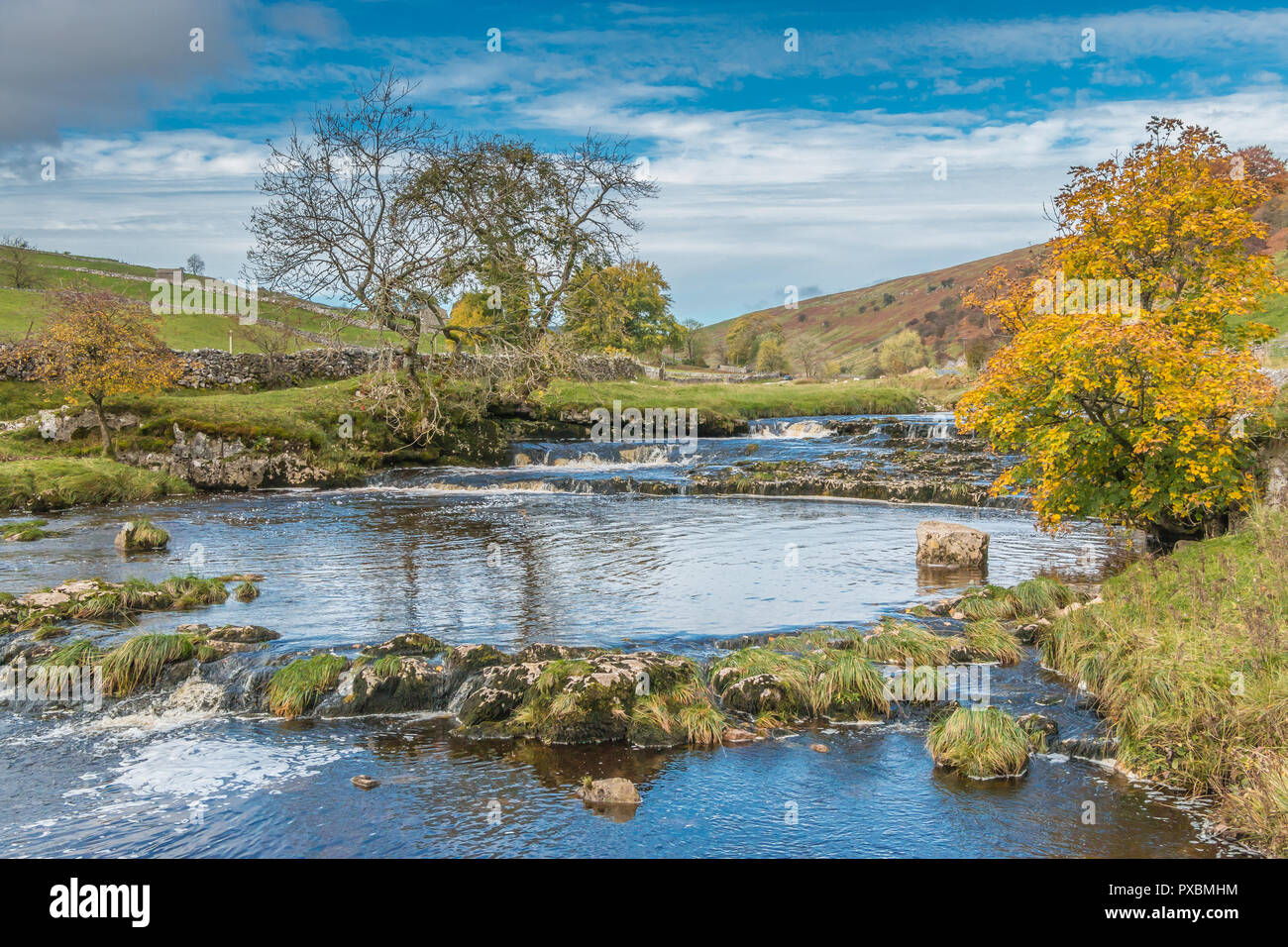 Yorkshire Dales National Park autumn landscape, the upper reaches of ...