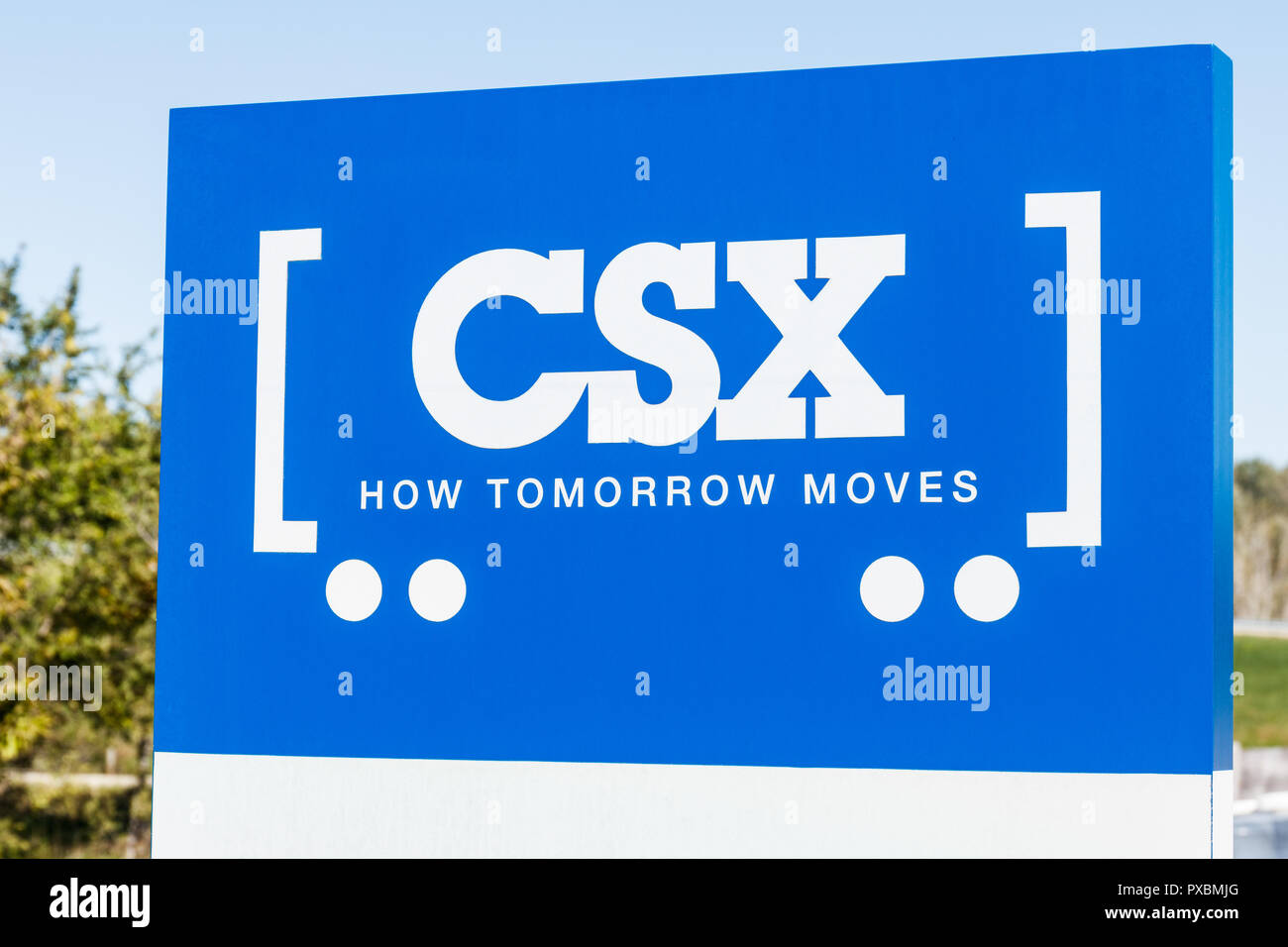 Lafayette - Circa October 2018: CSX Logo and signage.. CSX operates a ...