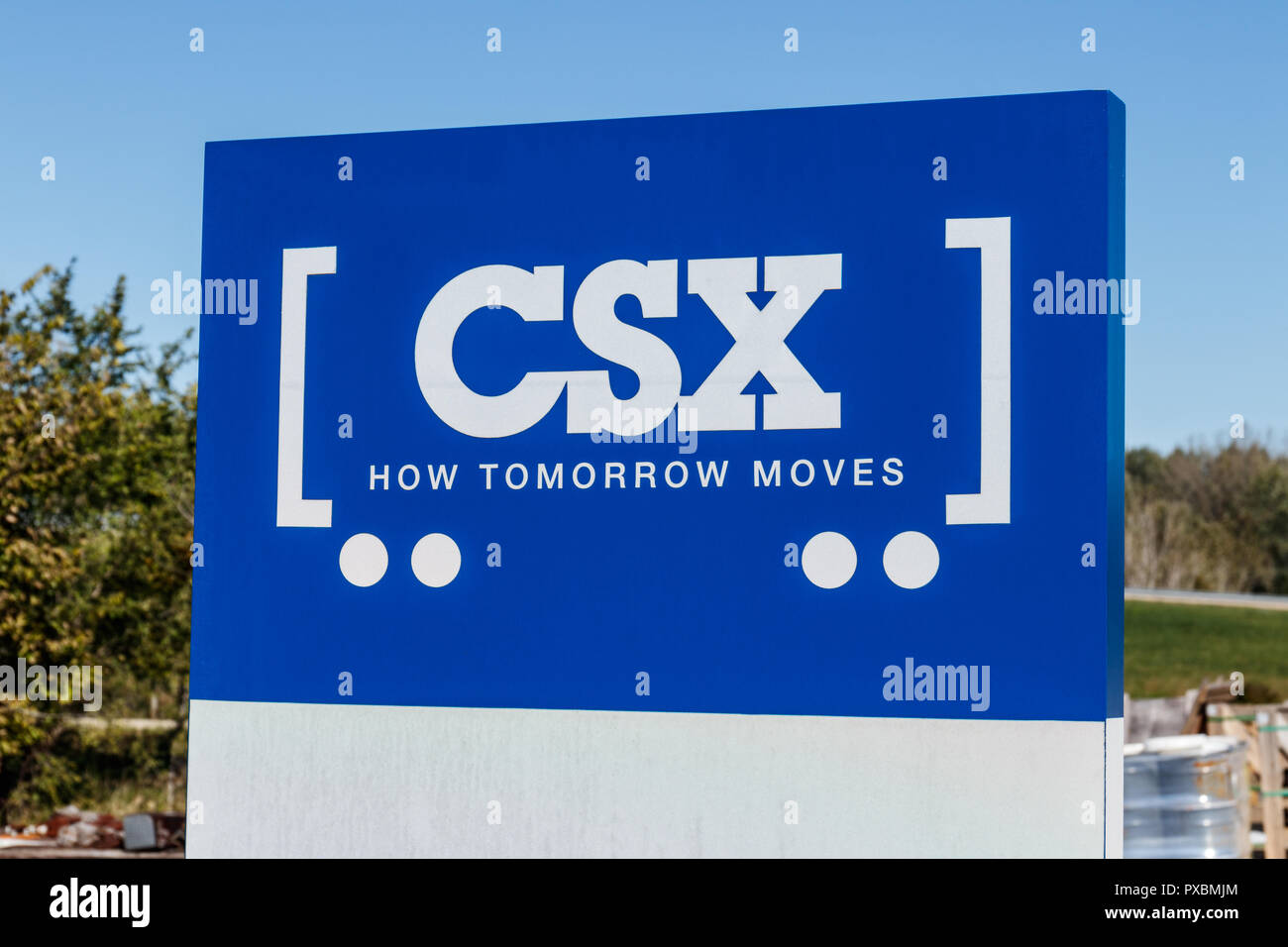Lafayette - Circa October 2018: CSX Logo and signage.. CSX operates a ...