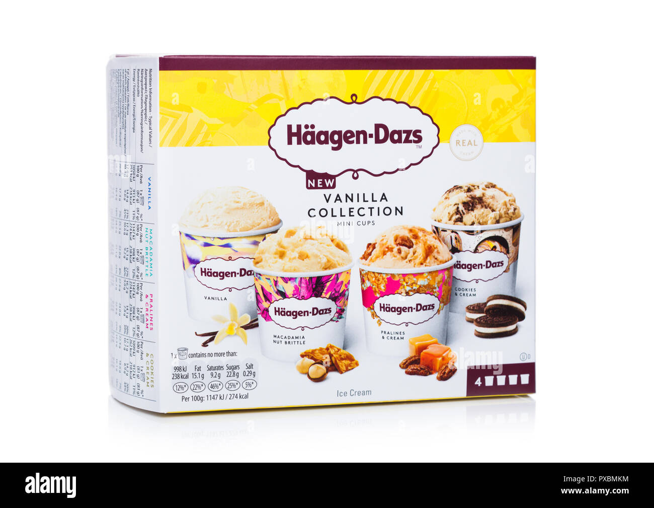 LONDON, UK - OCTOBER 20, 2018: Multipack of Haagen-Dazs vanilla ...