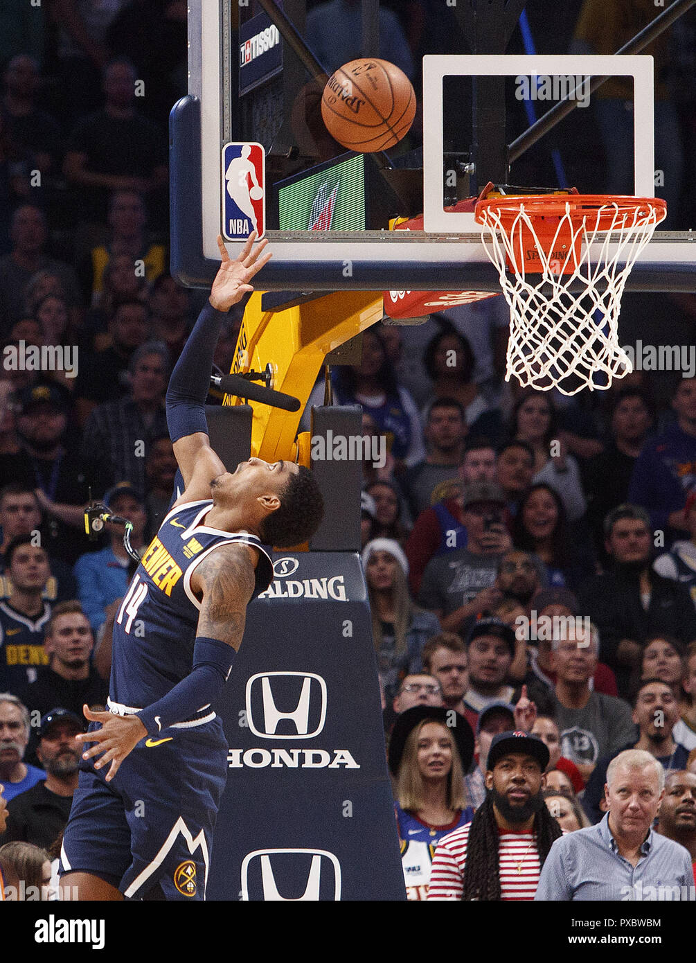 Denver, Colorado, USA. 20th Oct, 2018. Nuggets GARY HARRIS makes a ...