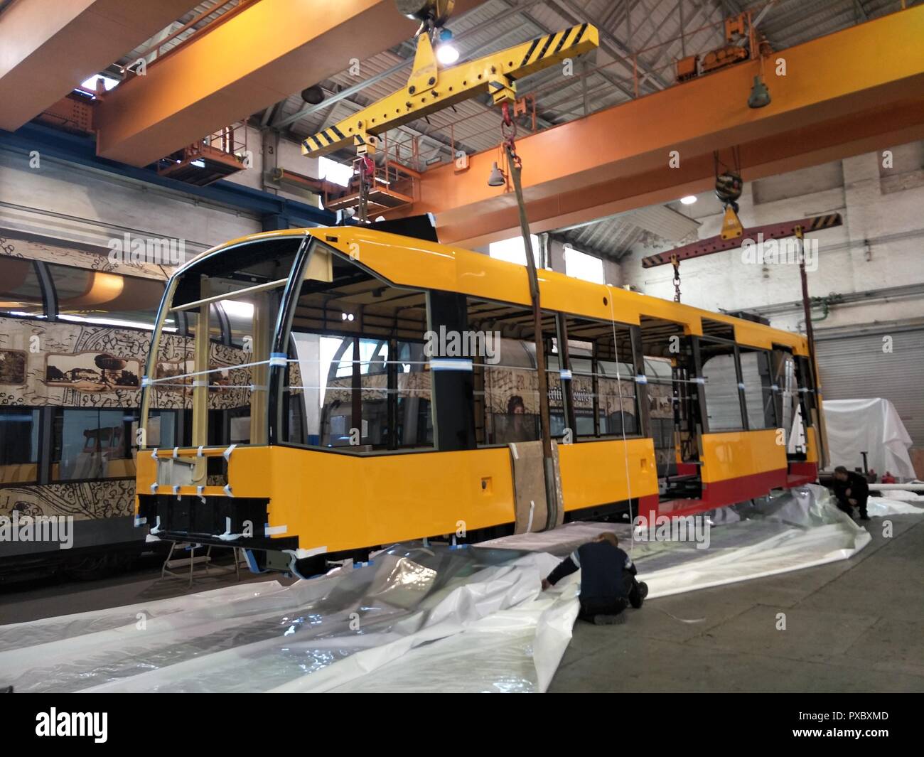 Beijing, China. 21st Oct, 2018. Staff members work at Molinari Rail ...
