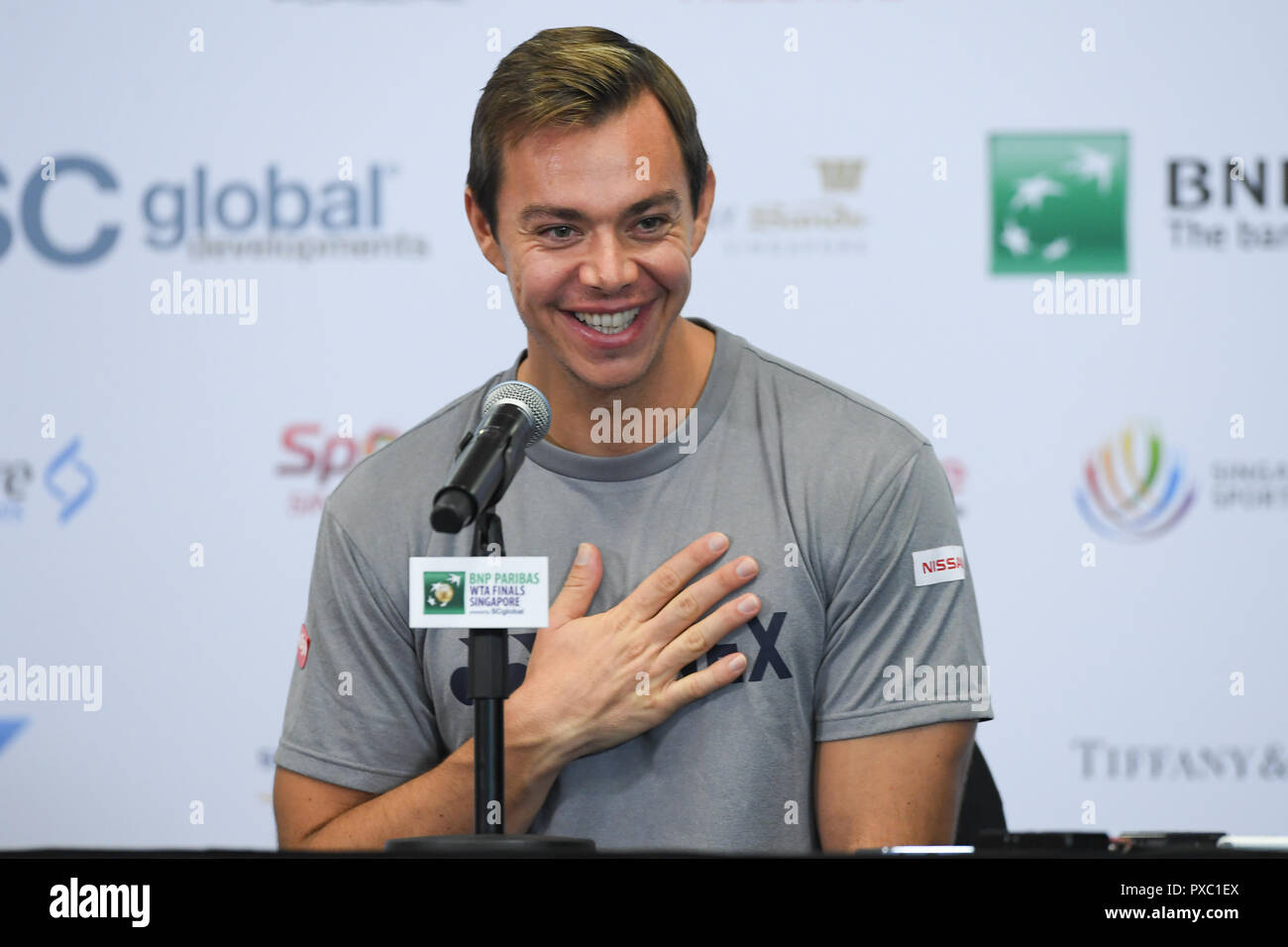 Singapore. 21st Oct, 2018. Sascha Bajin (DEU), Coach of Naomi Osaka ...