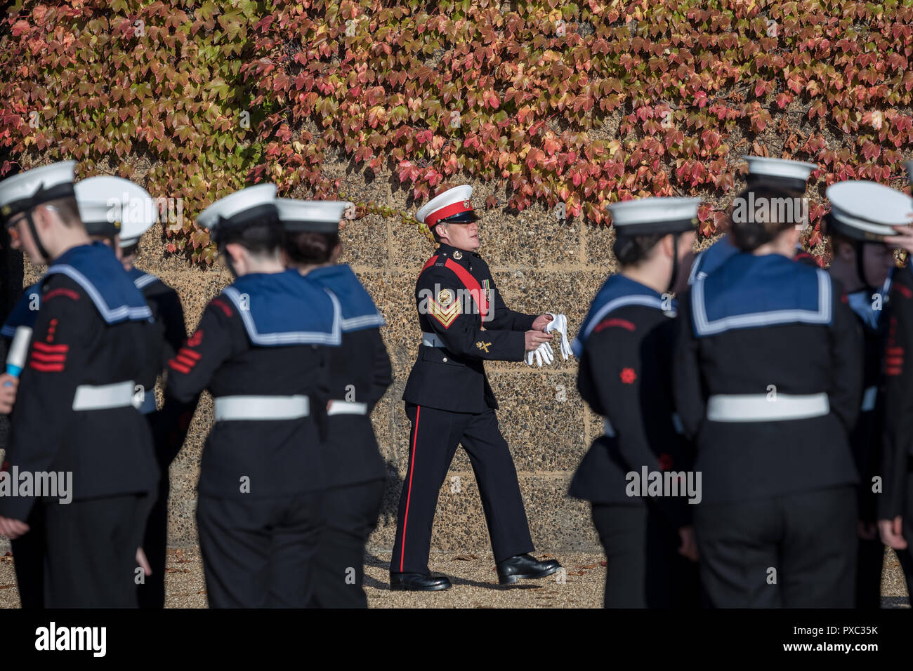 London, UK. 21st Oct 2018. Sea Cadets get ready to march on the annual ...