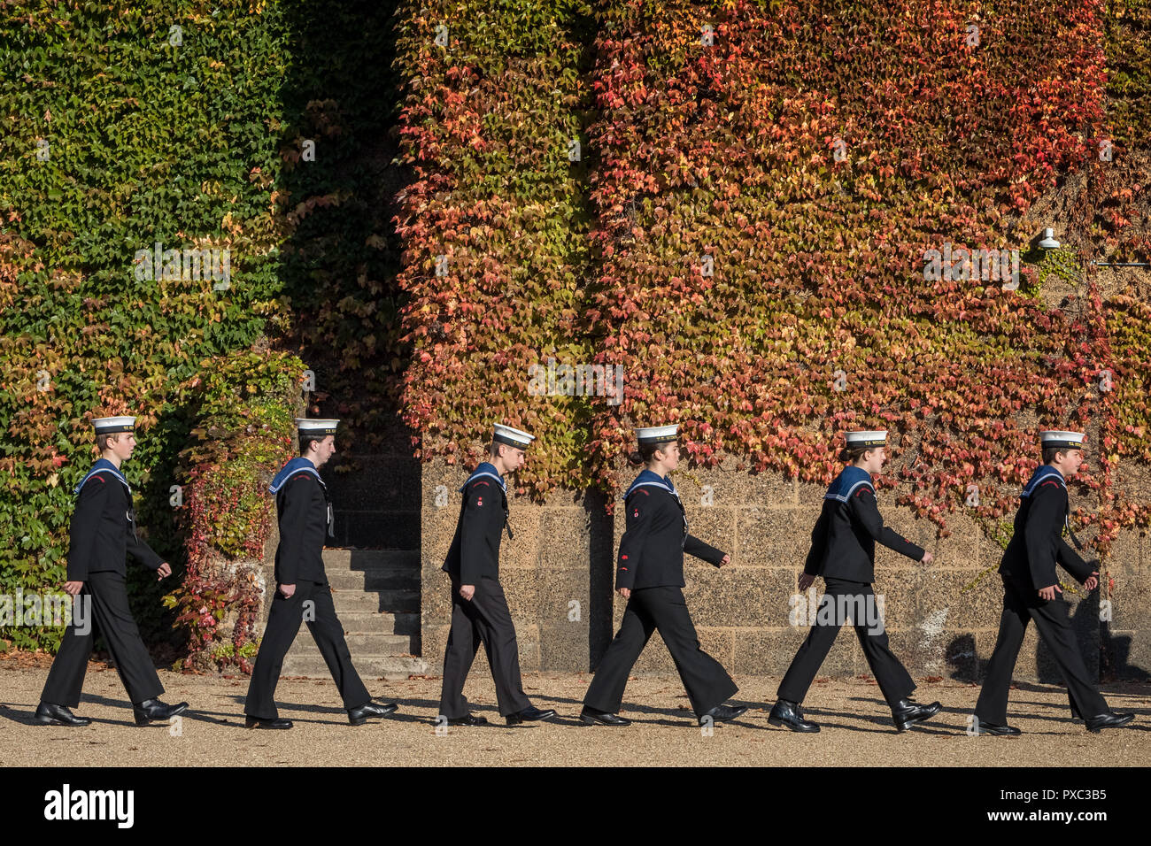 London, UK. 21st Oct 2018. Sea Cadets get ready to march on the annual ...