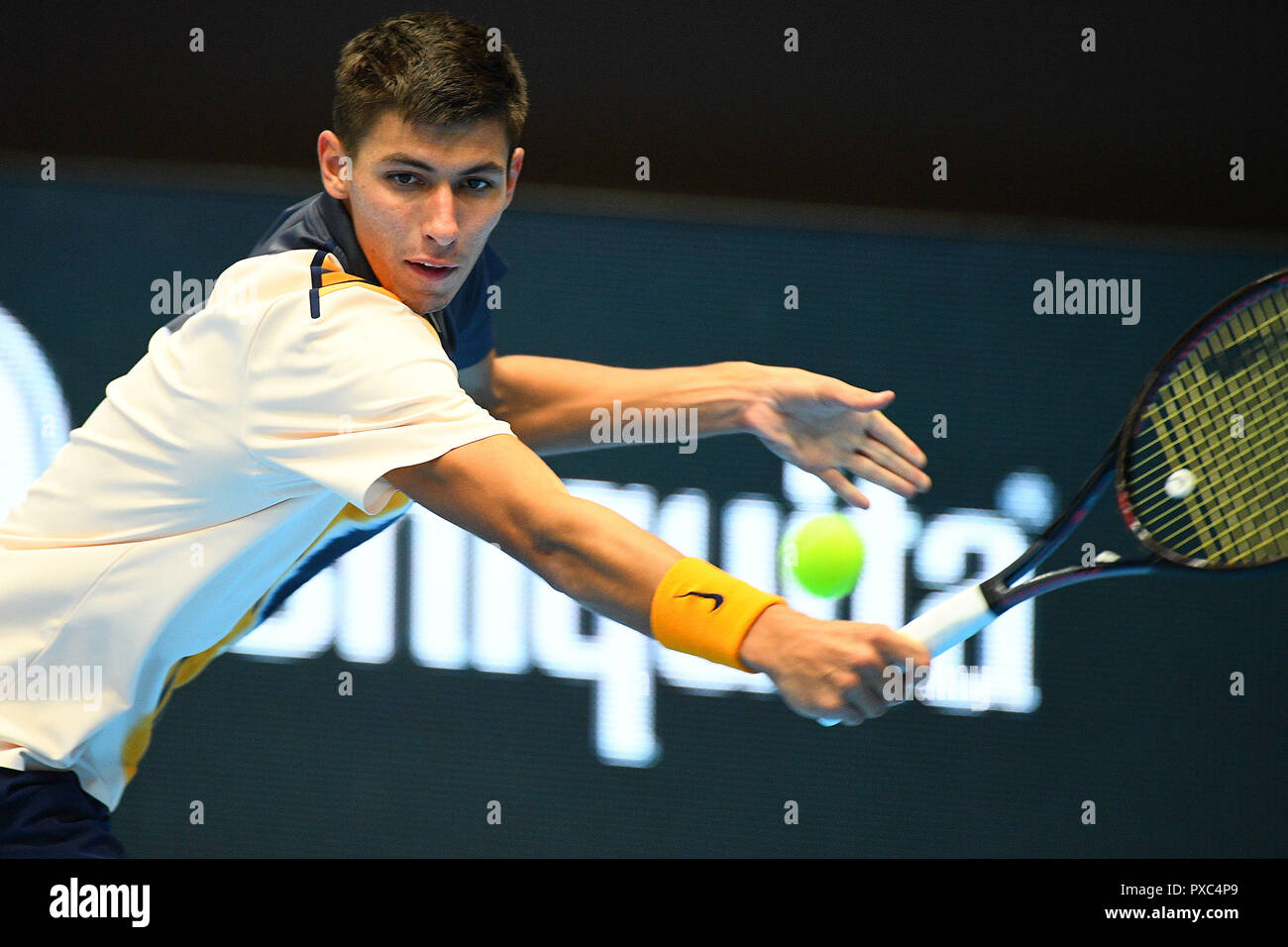 St Jakobshalle, Basel, Switzerland. 21st Oct, 2018. ATP World Tour, Swiss Indoors Tennis; Alexei ...