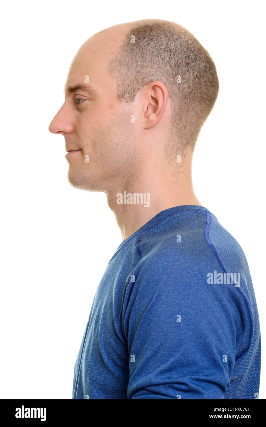 Close up profile view of bald Caucasian man Stock Photo - Alamy