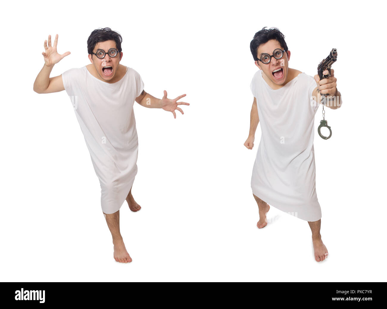 Funny man suffering from mental disorder Stock Photo - Alamy