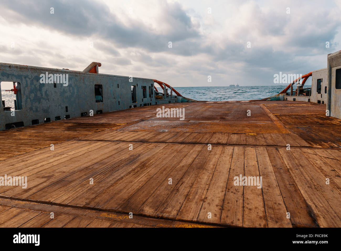 Anchor handling Tug Supply AHTS vessel deck Stock Photo - Alamy