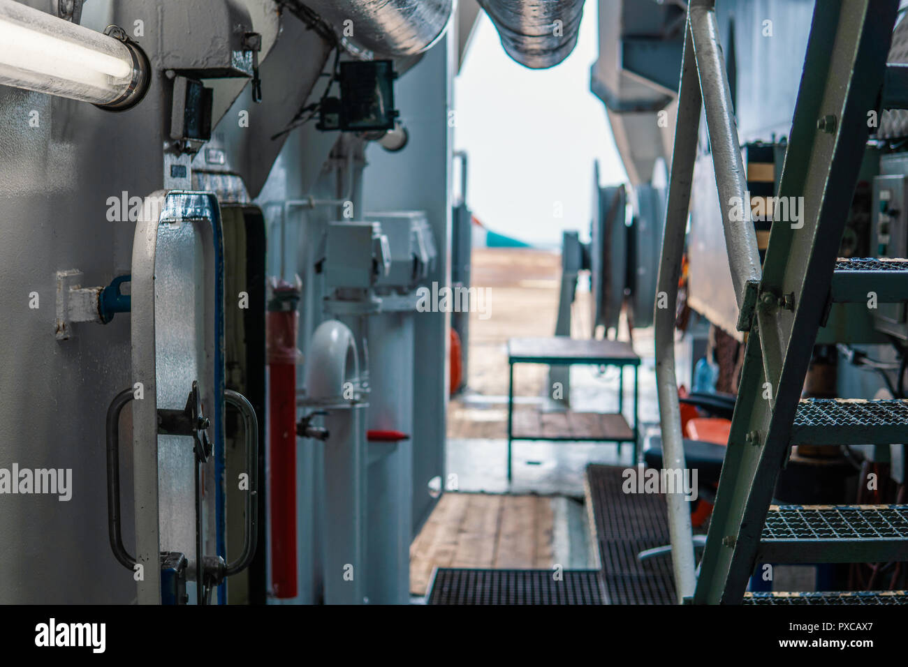 View of ship's or vessel deck. Marine job onboard Stock Photo - Alamy