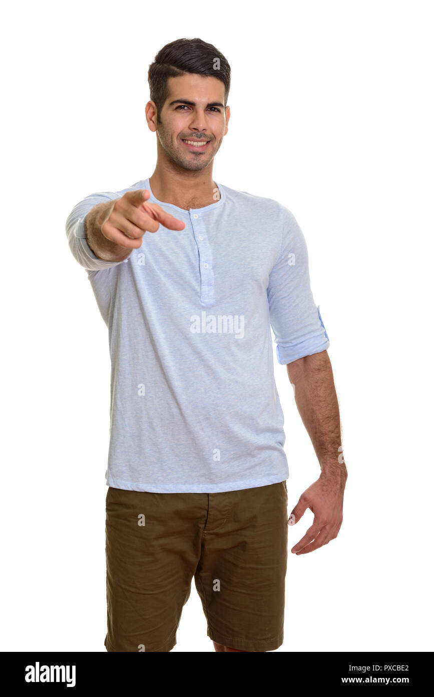 Happy handsome man pointing camera hi-res stock photography and images ...