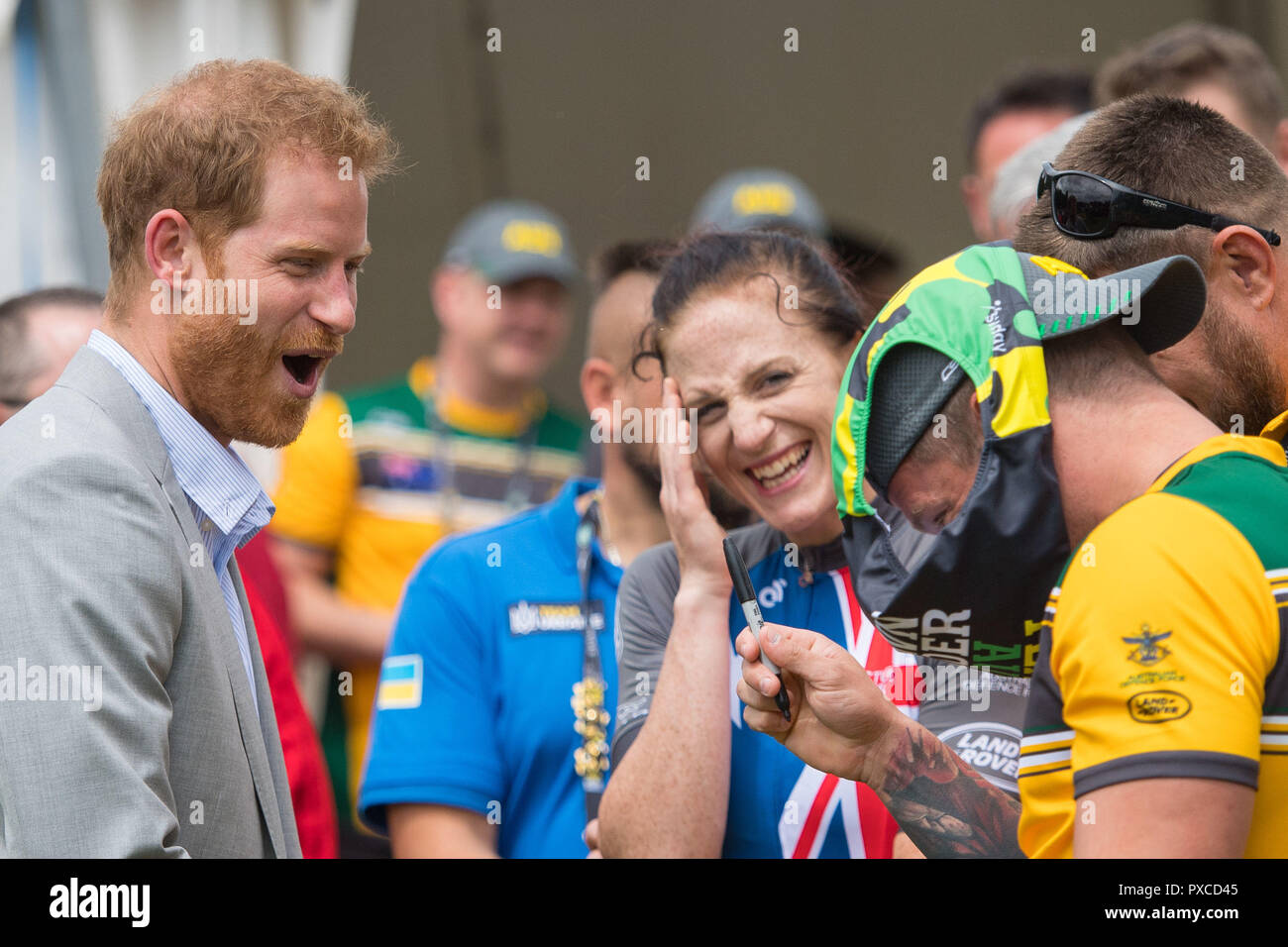 The Duke of Sussex reacts as Australian Invictus Games athlete Benjamin ...