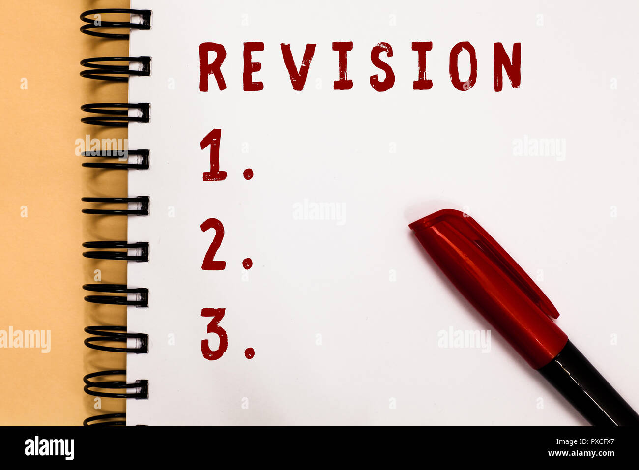 Handwriting text writing Revision. Concept meaning revised edition or ...