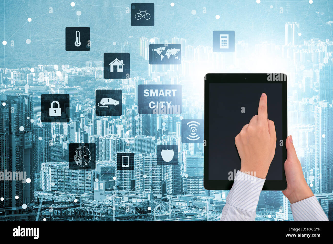 Smart city in innovation concept Stock Photo - Alamy