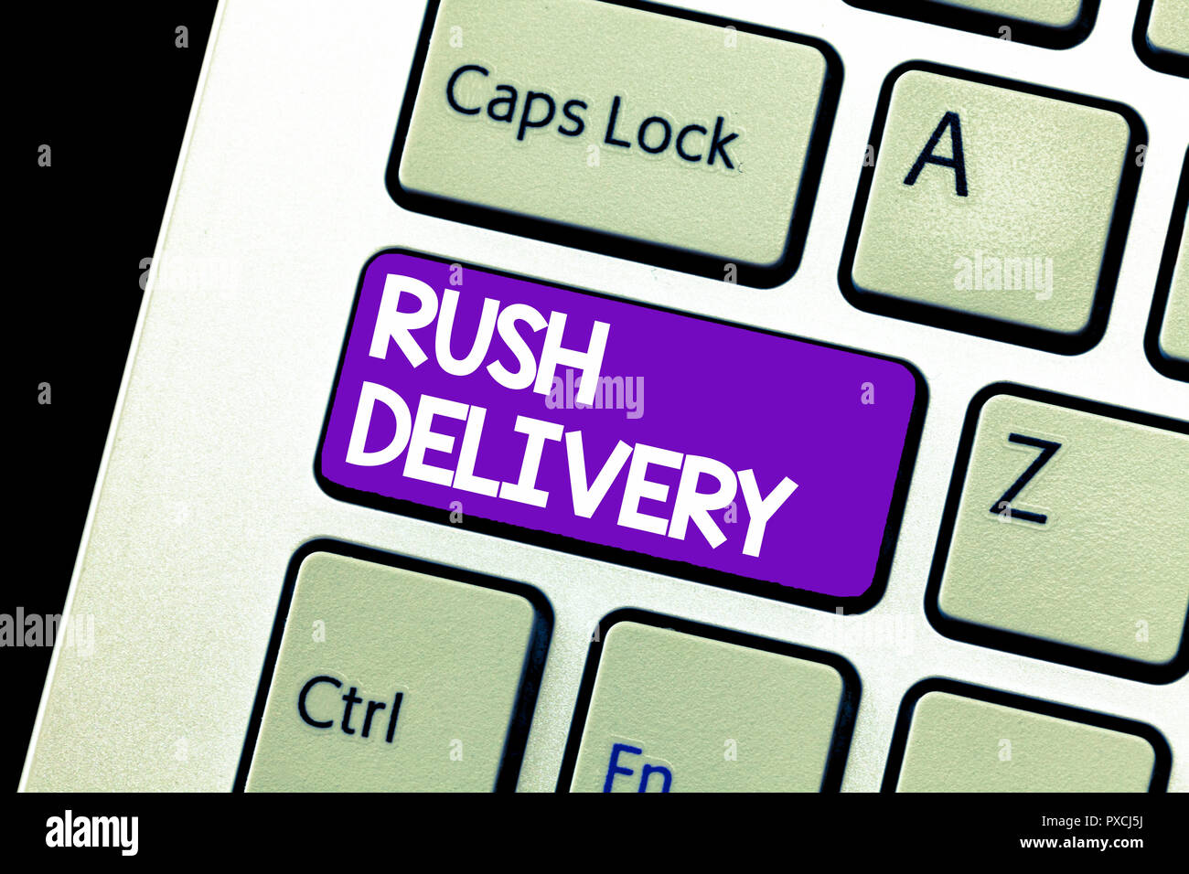 Text sign showing Rush Delivery. Conceptual photo Urgency in ...