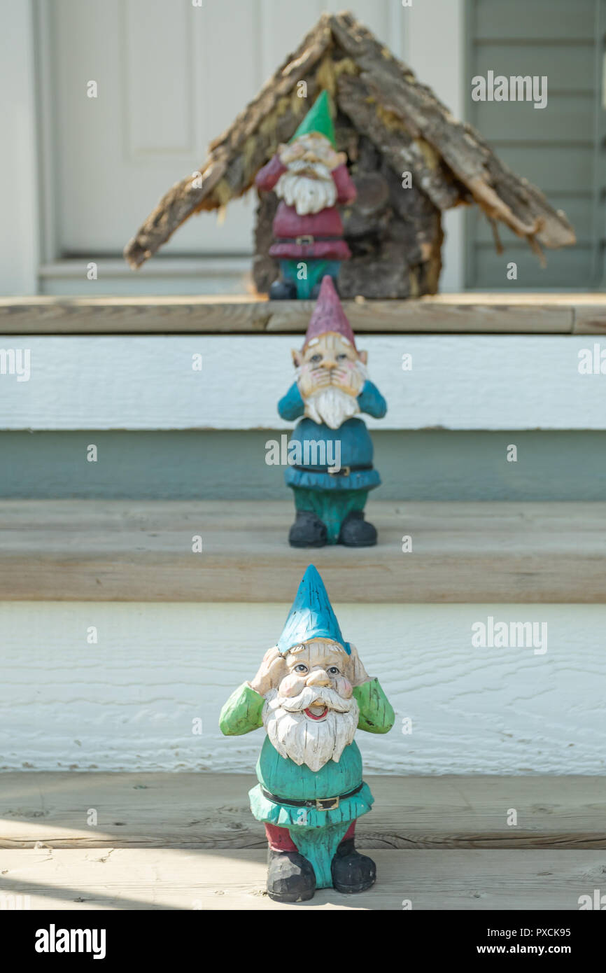 garden gnomes in front of house entrance Stock Photo - Alamy