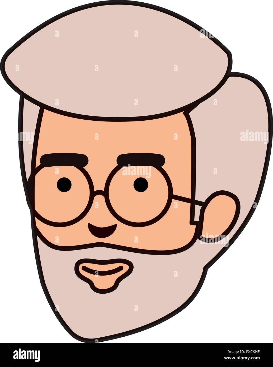 head old man with beard and glasses avatar character vector ...