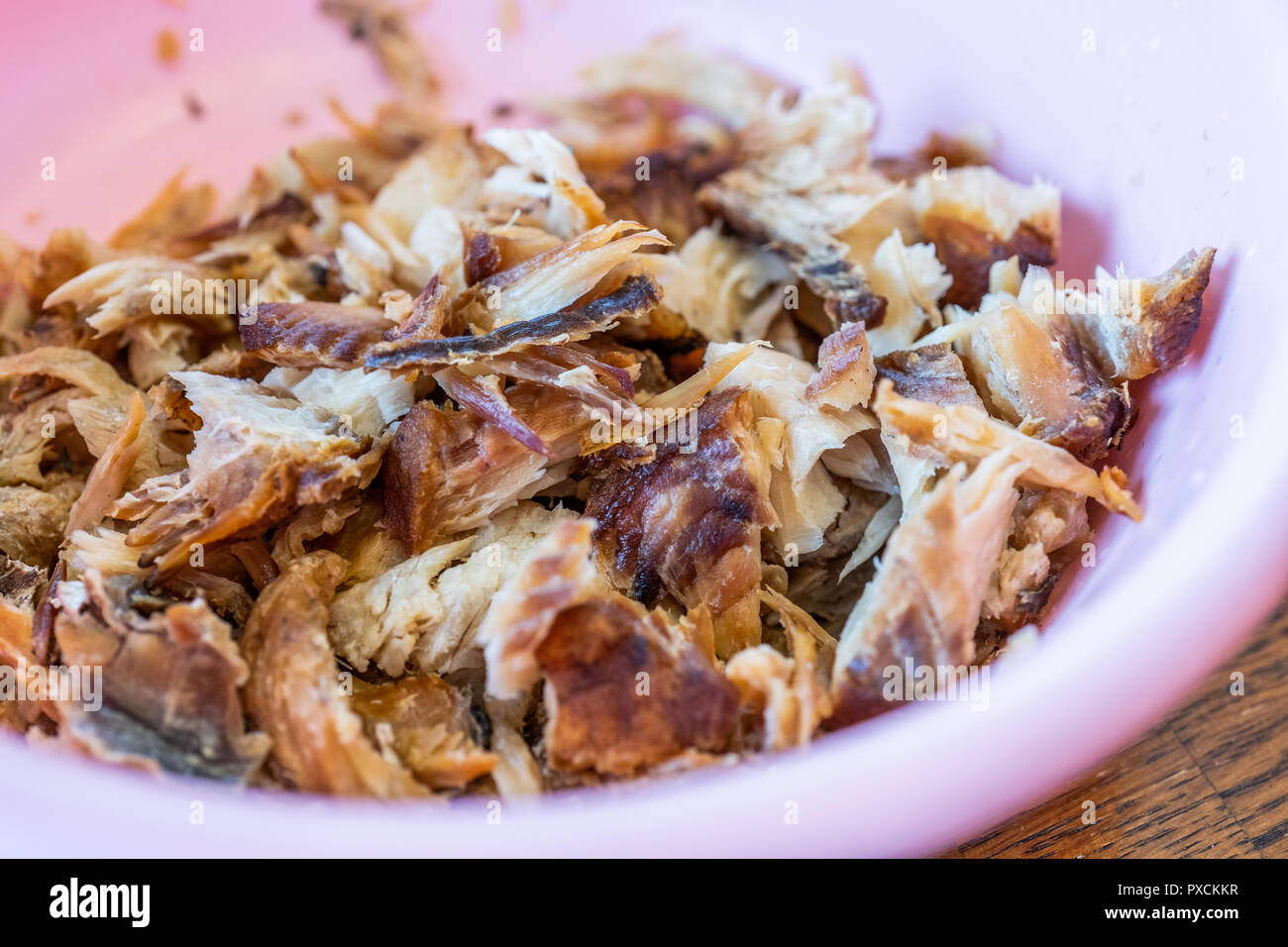 Dried Fish in plastic bowl to cook nigerian traditional soup Stock ...