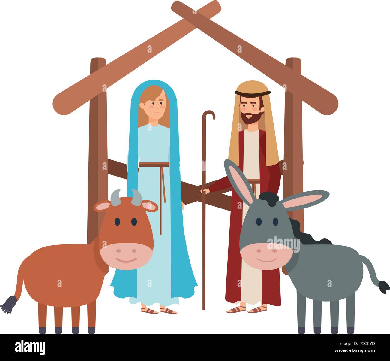 virgin mary and saint joseph with animals Stock Vector Image & Art - Alamy